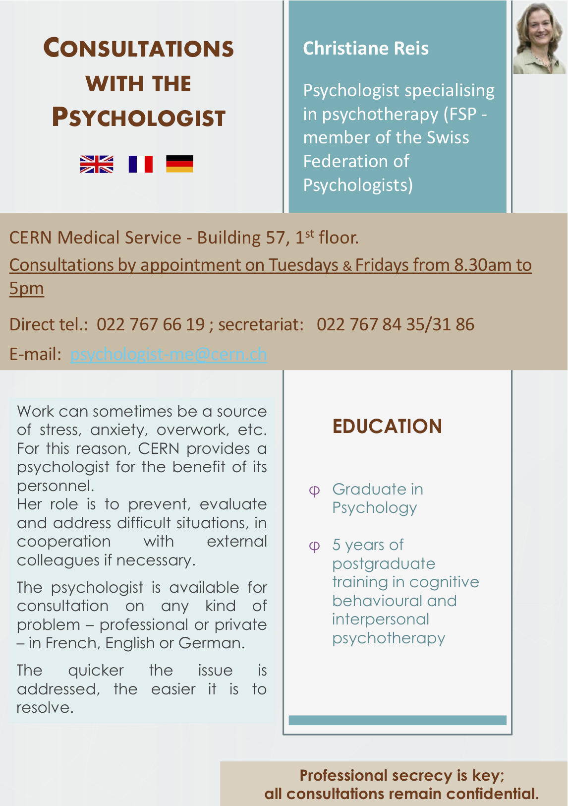 CERN psychologist: new consulting days