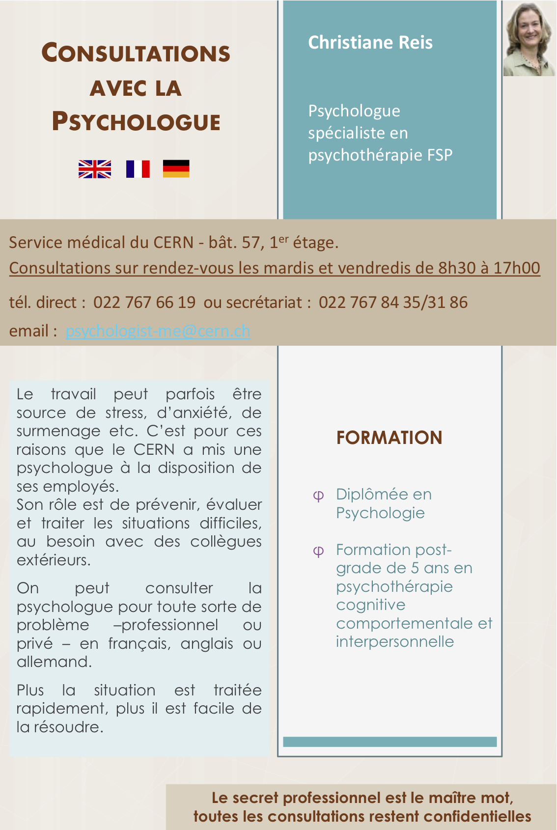 CERN psychologist: new consulting days